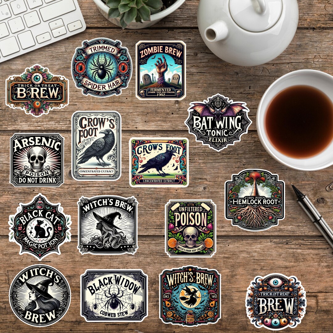 Halloween Apothecary Potion Labels, Witch Stickers for Home Decor and ...