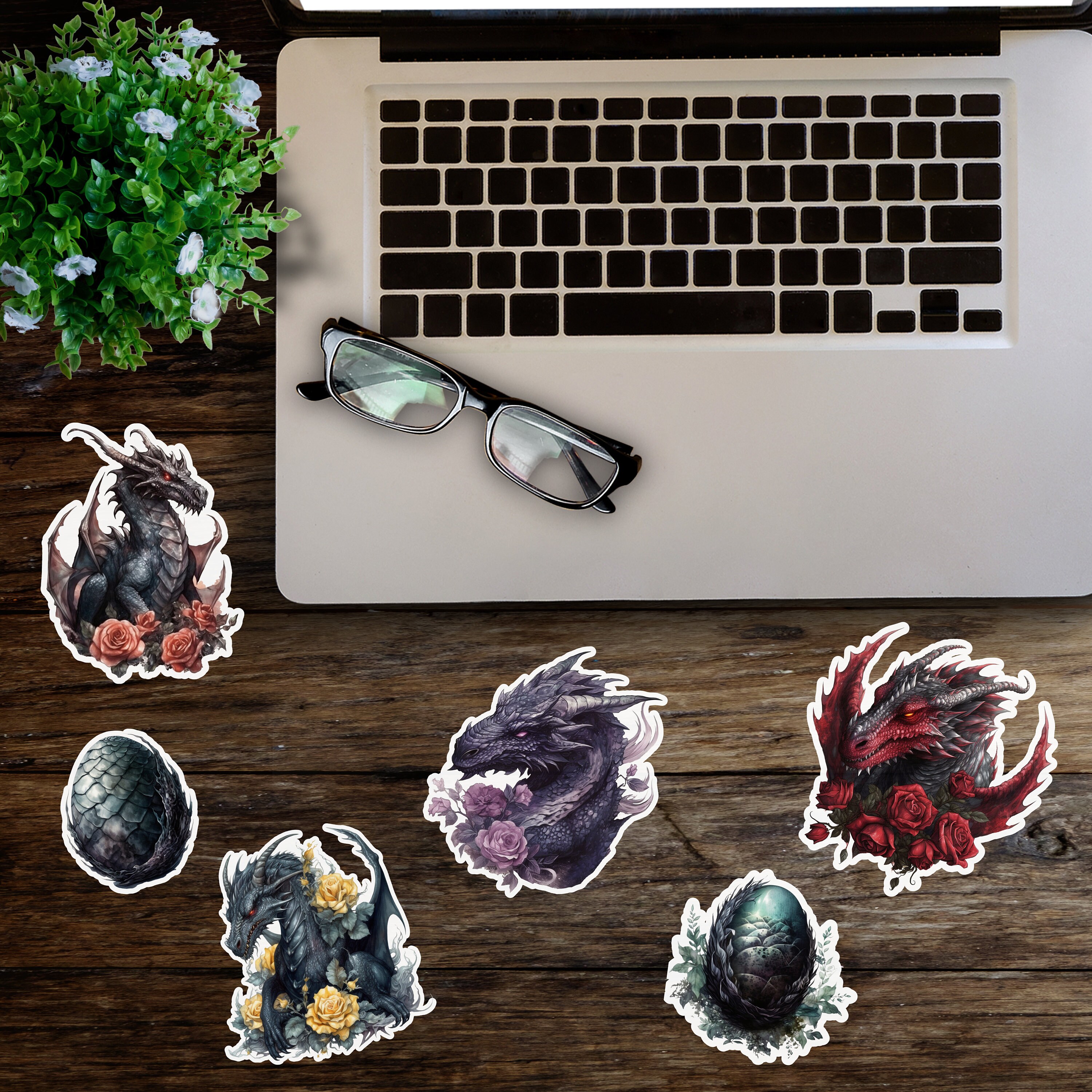 Gothic Dragon Sticker SET OF 6/dragon Decor DIY Stickers for - Etsy