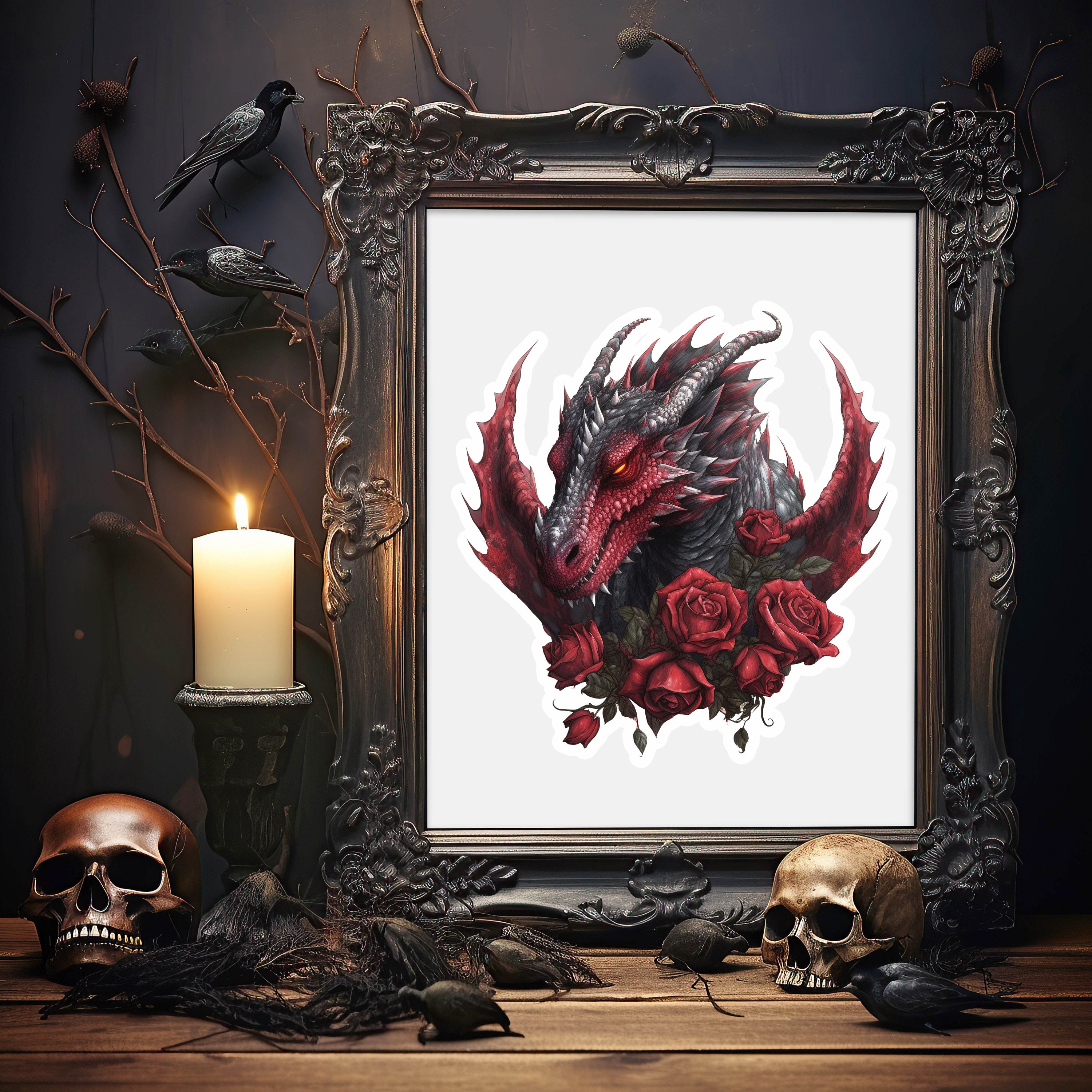 Gothic Dragon Sticker SET OF 6/dragon Decor DIY Stickers for - Etsy