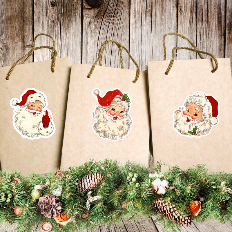 Santa Stickers - Etsy