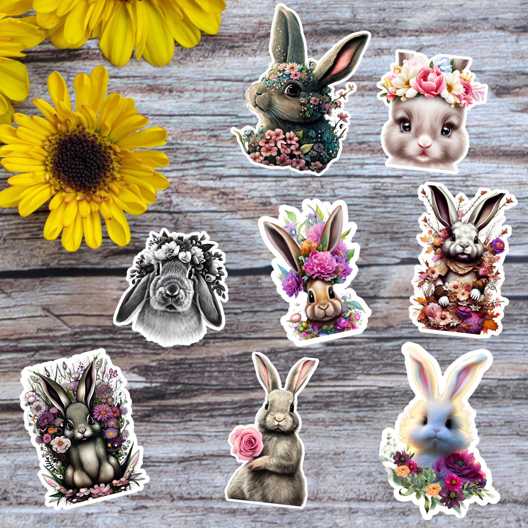 Bunny Rabbit Sticker Set Set of 8 Vinyl Die-cut Stickers - Etsy