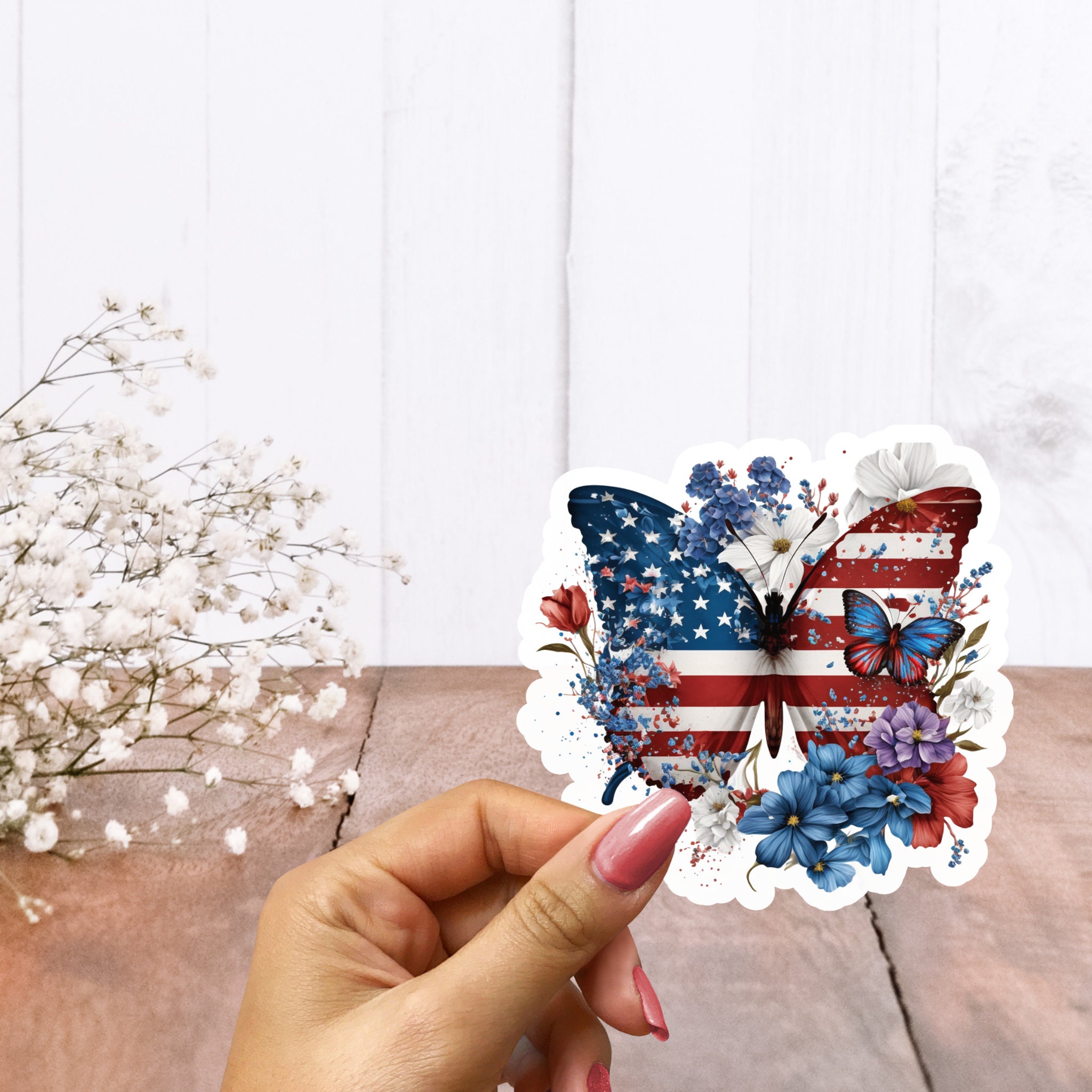 American Flag Patriotic Butterfly Sticker for Independence Day - Etsy