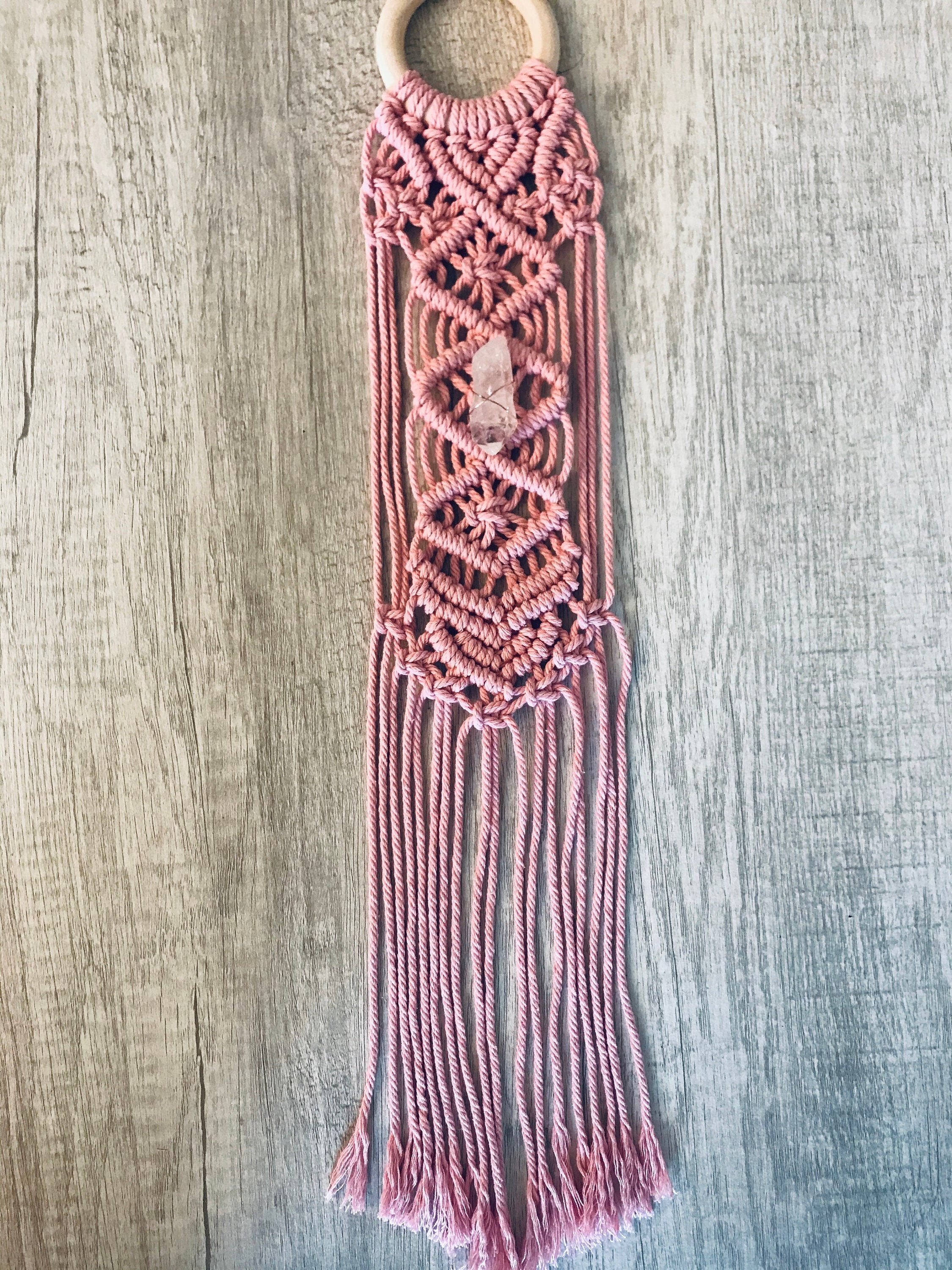 Mini Macrame with Crystal Quartz Macrame Wall Hanging Boho | Etsy