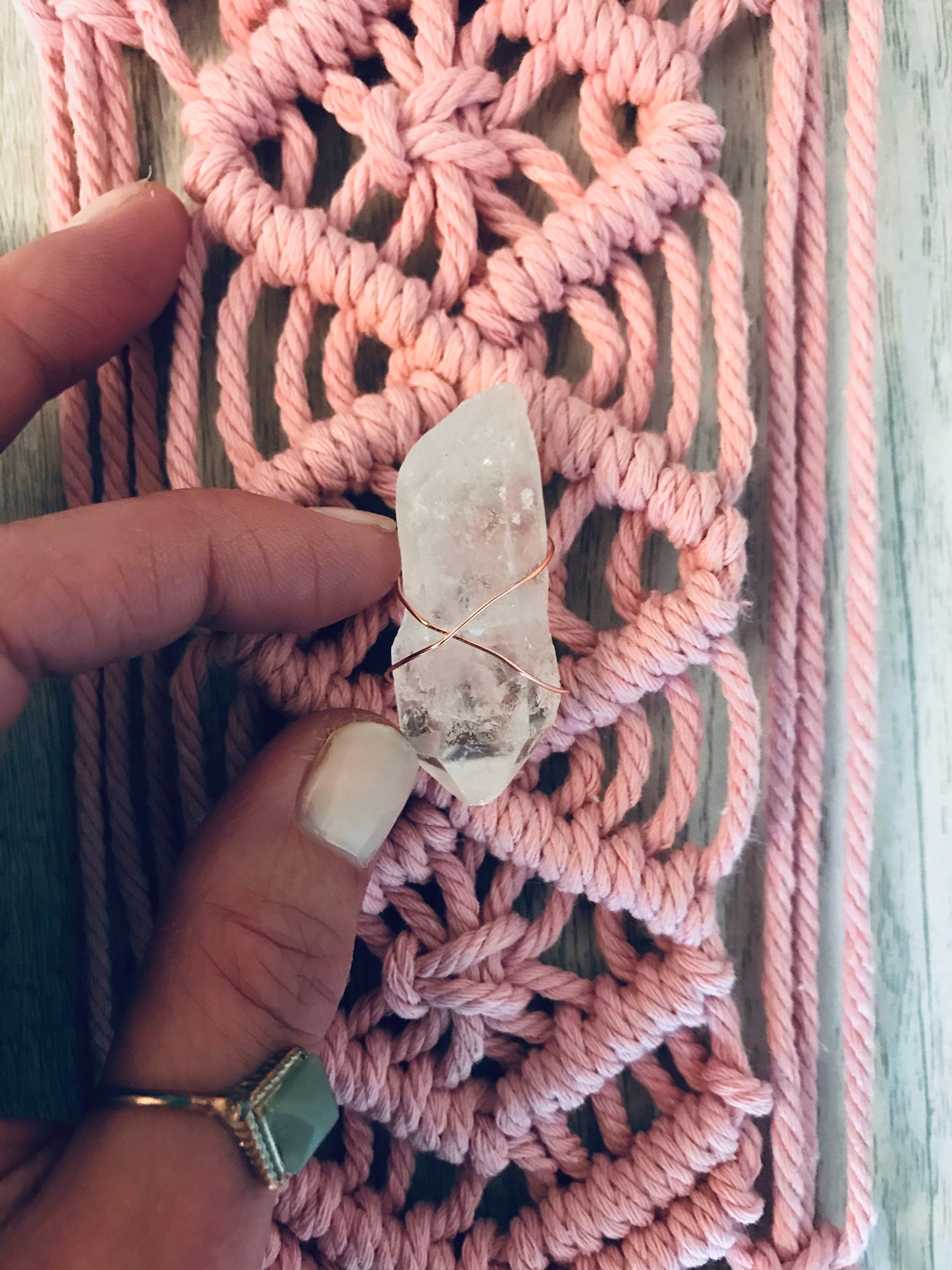 Mini Macrame with Crystal Quartz Macrame Wall Hanging Boho | Etsy