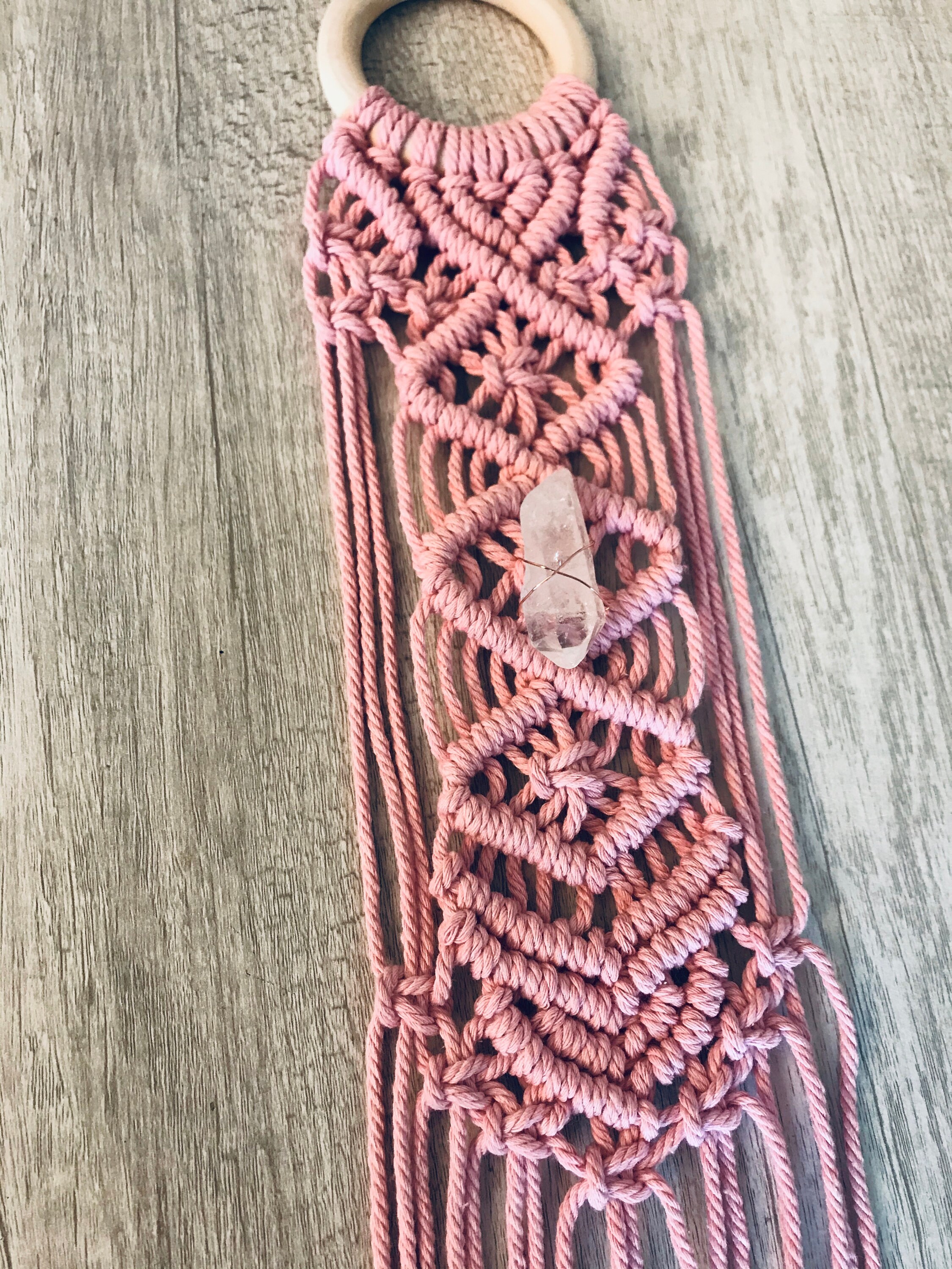 Mini Macrame with Crystal Quartz Macrame Wall Hanging Boho | Etsy