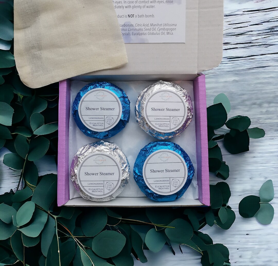 Set of Shower Steamers in a Gift Box / Menthol, Eucalyptus & Lemongrass ...