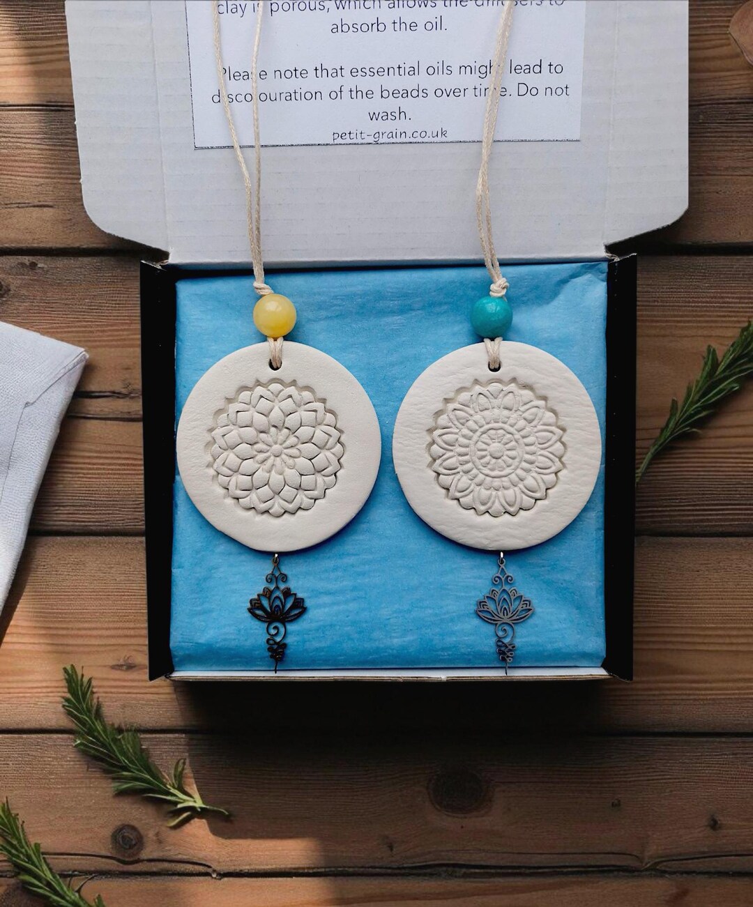 SET: 2 Clay & Gem Stone Essential Oil Diffusers / Aromatherapy Diffuser ...