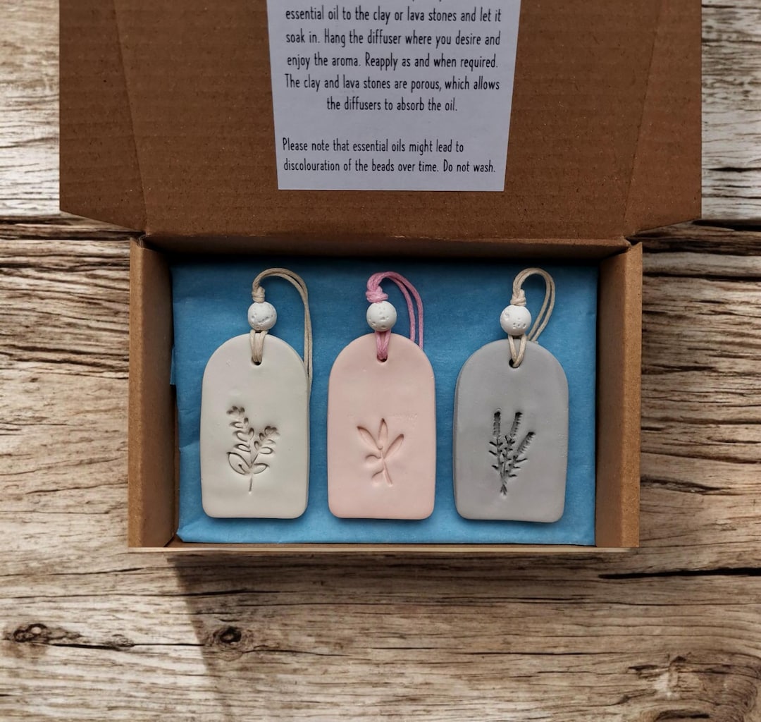 Clay & Lava Stone Essential Oil Diffuser Set: Aromatherapy Car ...