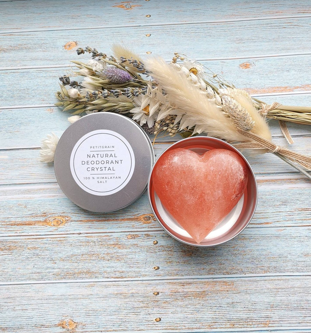 Natural Heart Shaped Himalayan Salt / Crystal Deodorant in a - Etsy