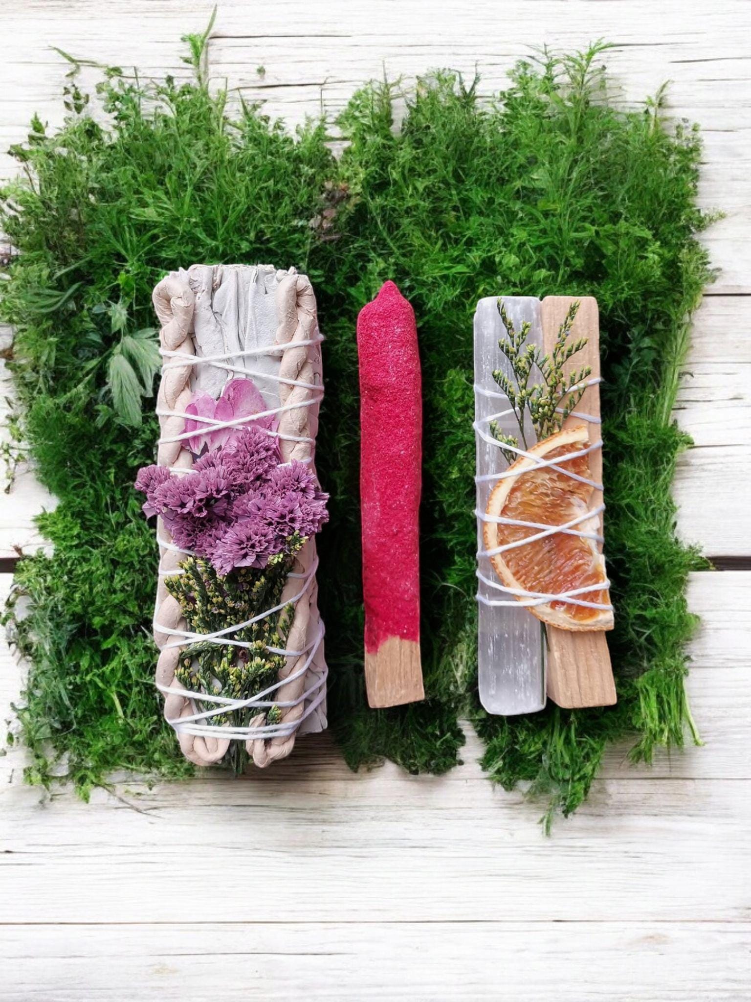 White Sage Smudge Kit: Palo Santo, Selenite Crystal / Housewarming Gift ...