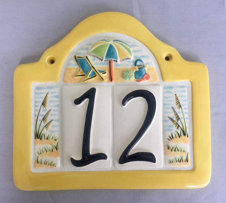 Beach Address Plaque With 2 Numbers Custom Painted Ceramic | Etsy