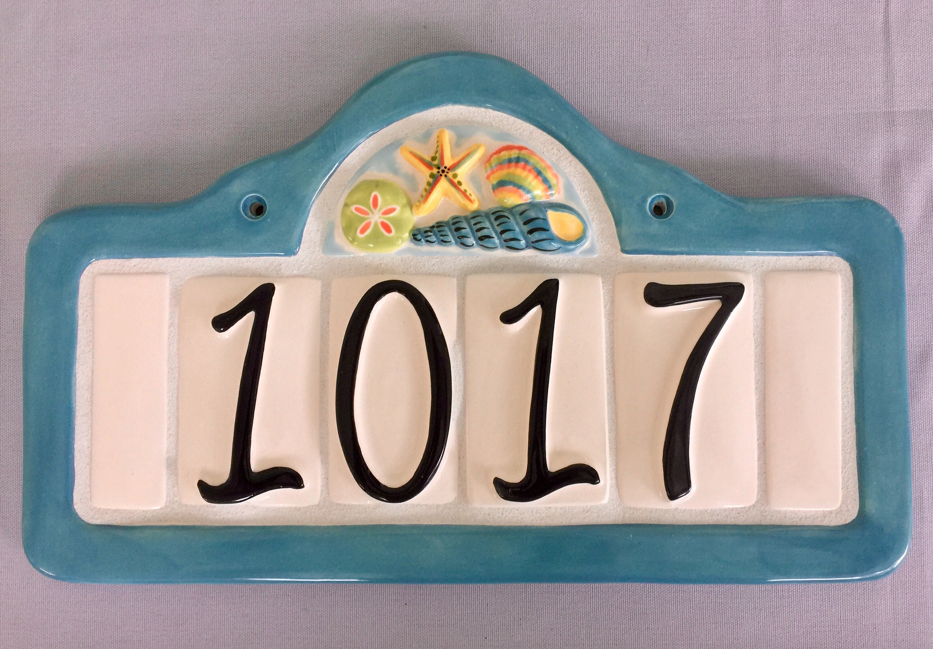 Seashells Address Plaque with 4 Numbers Custom painted | Etsy