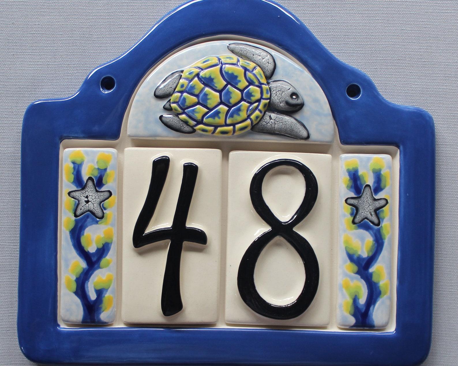 Sea Turtle Address Plaque With 2 Numbers Custom Painted - Etsy