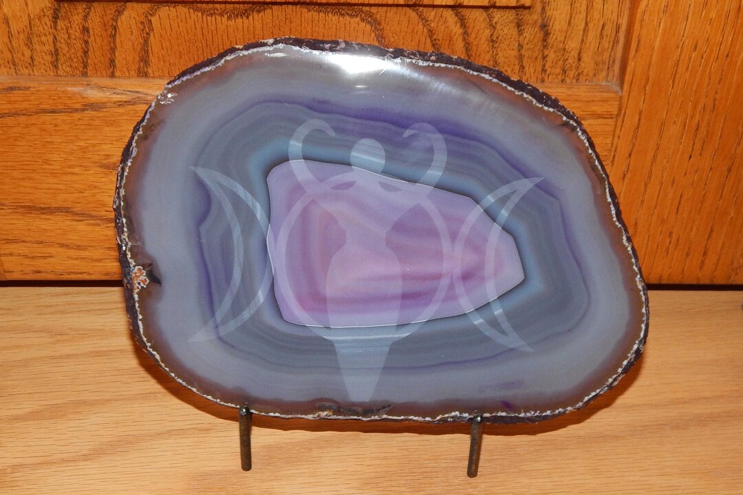 Etched Agate With Goddess on Triple Moon - Etsy