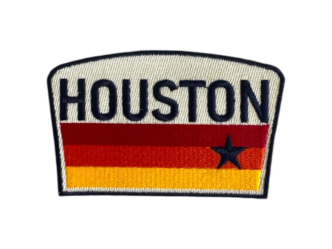 Retro Houston Patch Rainbow Name Tag Embroidered Iron On - Etsy