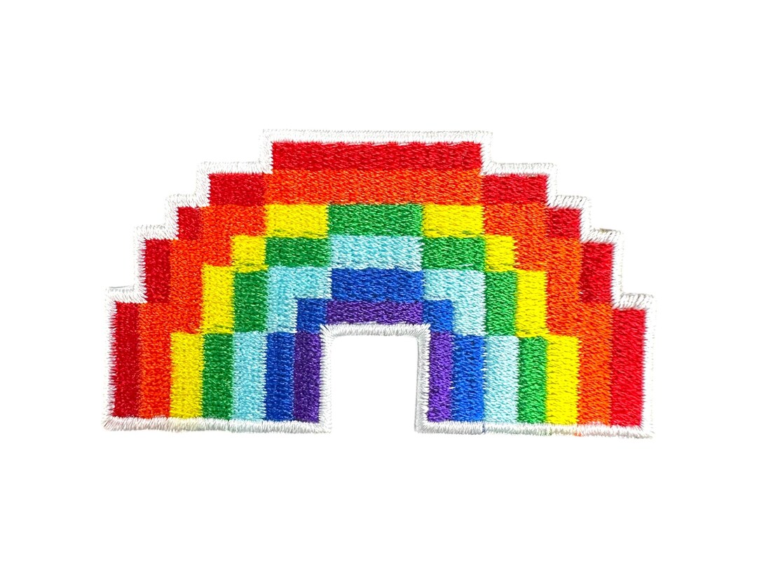 Pixelated Rainbow 8-bit Gamer Emoticon Embroidered Iron-on Patch - Etsy