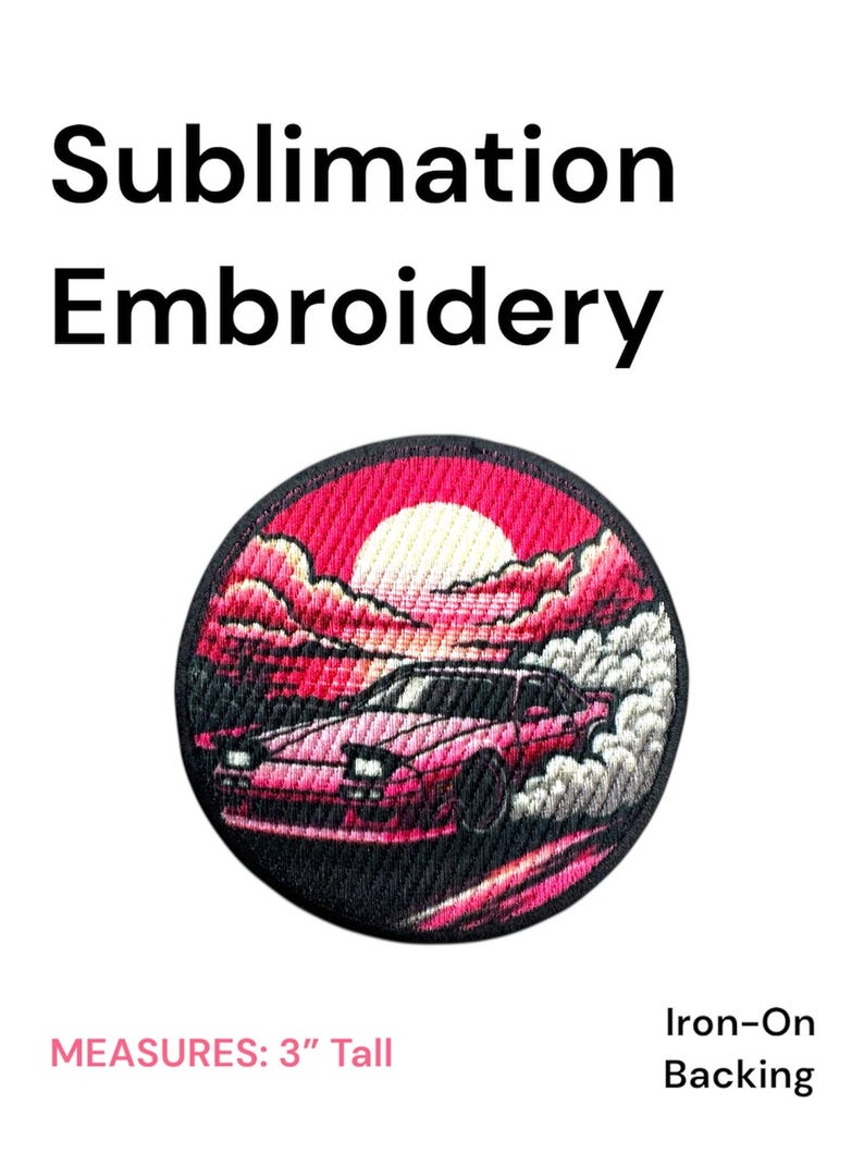 Drifting Race Car Patch Pink Sunset JDM Embroidered Iron-on - Etsy