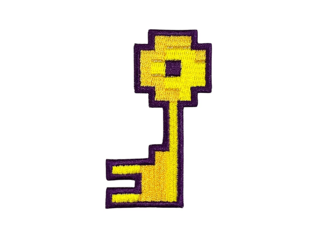 Pixelated Gold Key Gamer Emoticon Embroidered Iron-on Patch - Etsy