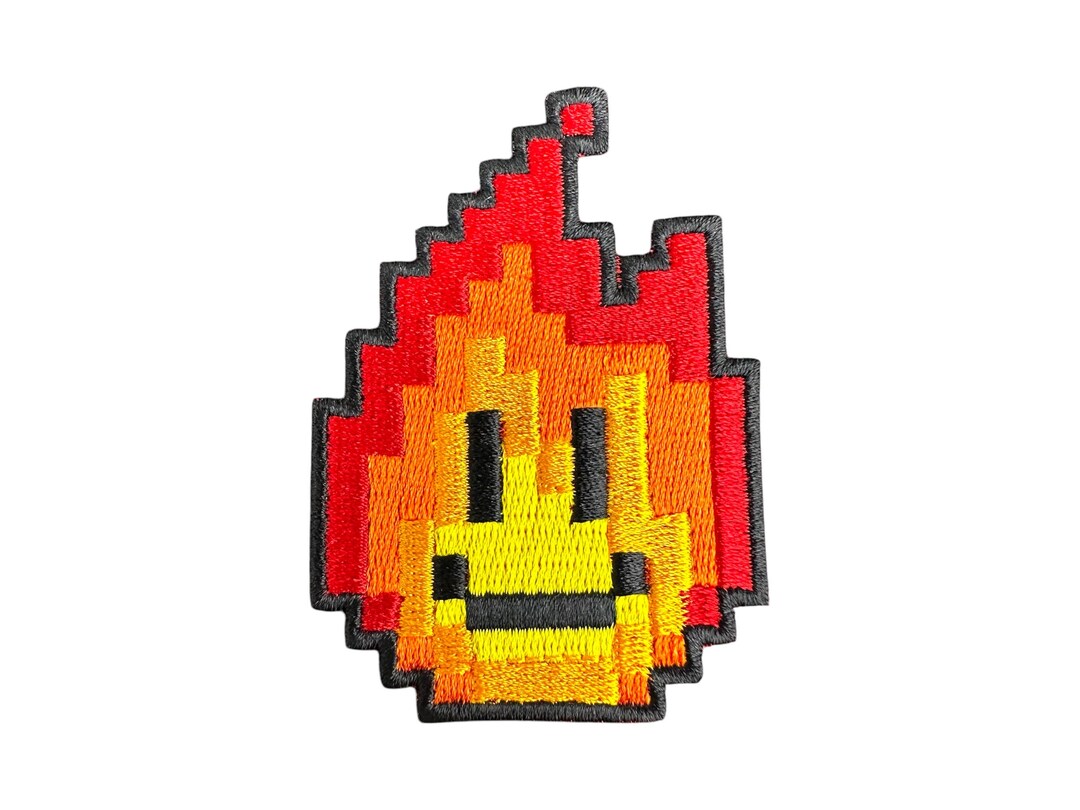Pixelated Fire Emoticon Flame Gamer Avatar Embroidered Iron-on Patch - Etsy