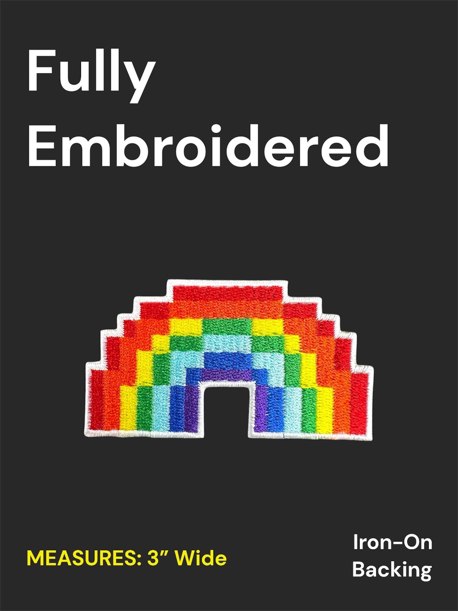 Pixelated Rainbow 8-bit Gamer Emoticon Embroidered Iron-on Patch - Etsy