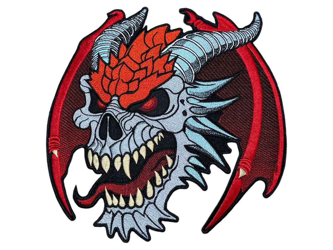 Evil Demon Dragon Head Embroidered Iron-on Patch - Etsy