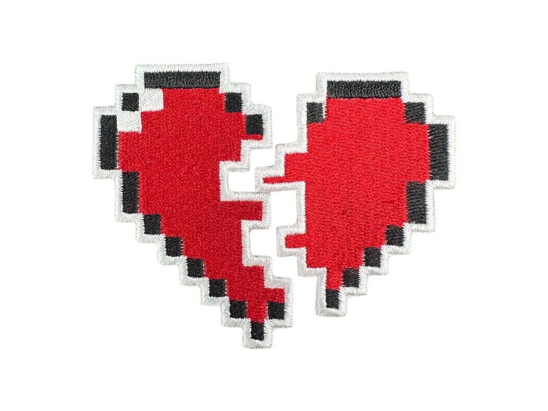 Pixelated Broken Heart Gamer Emoticon Embroidered Iron-on Patch - Etsy