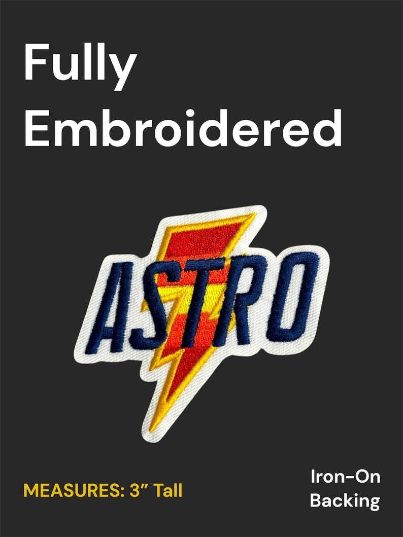 Astro Thunder Patch Houston Rainbow Bolt Embroidered Iron-on - Etsy