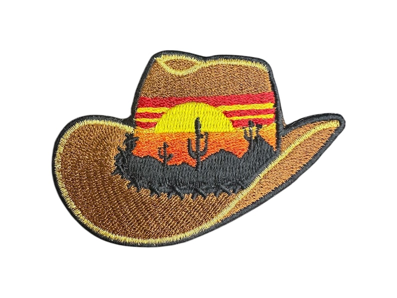 Cowboy Hat Texas Sunset Rodeo Vibes Embroidered Iron-on Patch - Etsy