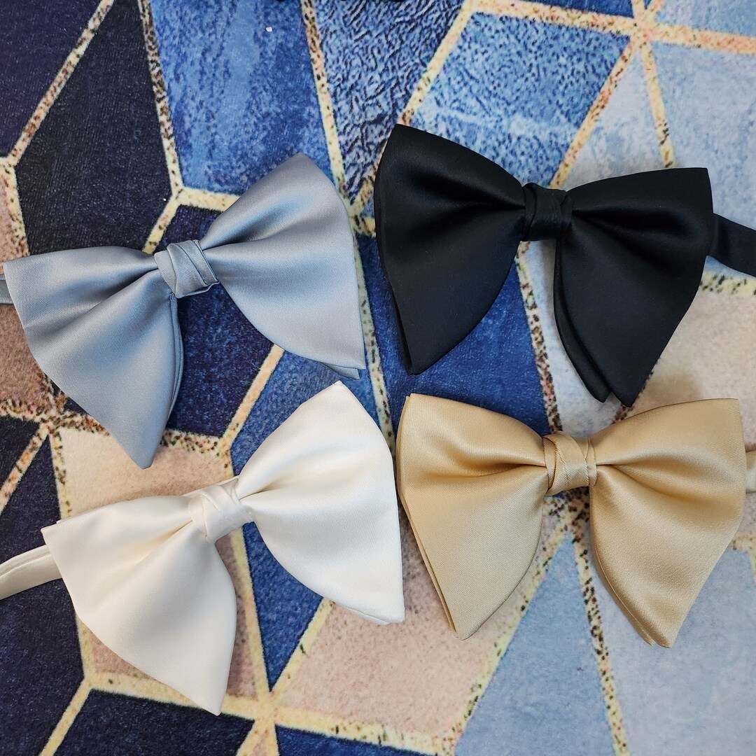 Oversized Bow Tie-pre Large Tied Bow Tie White Black Silver Classy ...