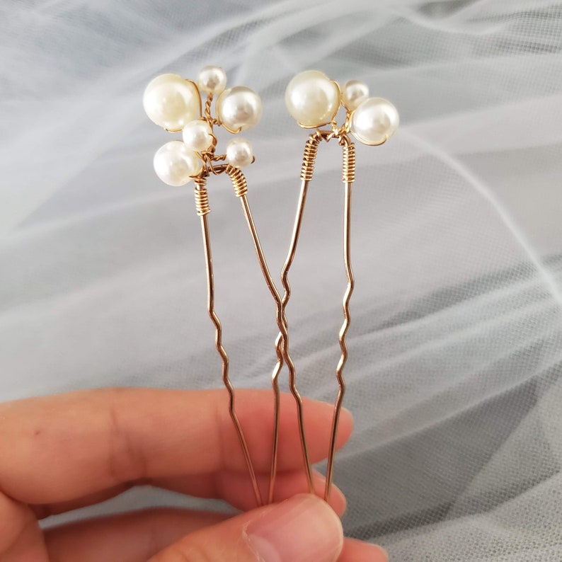 5pcs Bridal Classy Pearl Comb Pin Set Headpiece Hairpiece | Etsy