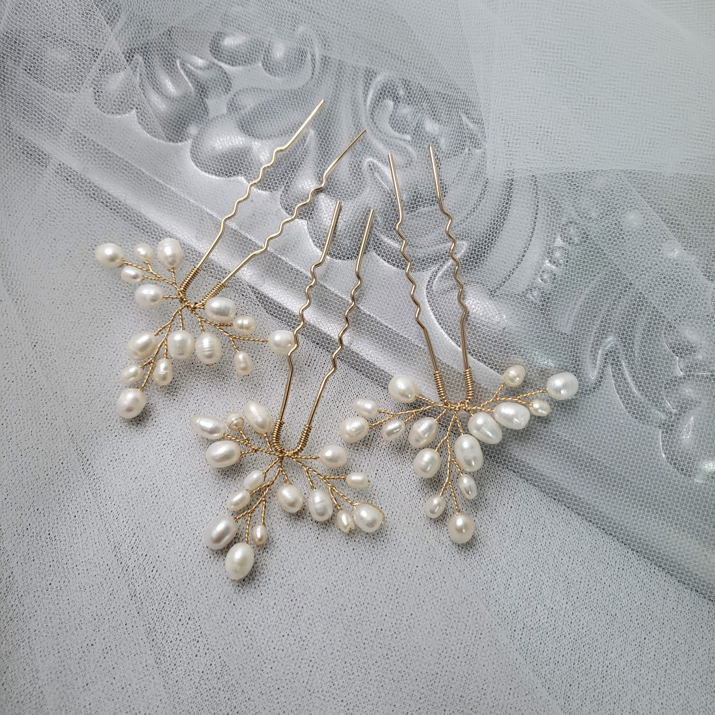 Natural Real Freshwater Pearl Hair Pin Set Bridal Hairpiece - Etsy