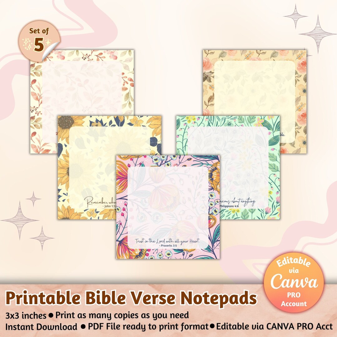 Printable Bible Verse Notepad, Notepad Template, Positive Affirmations ...