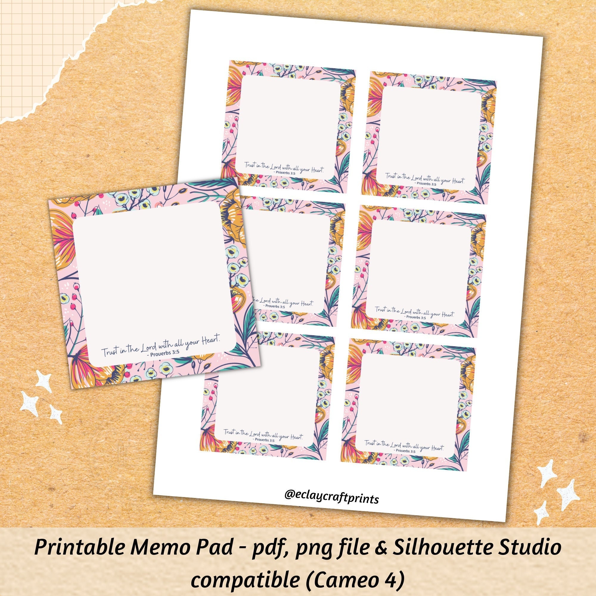 Printable Bible Verse Memo Pad Christian Notepad Template Digital ...