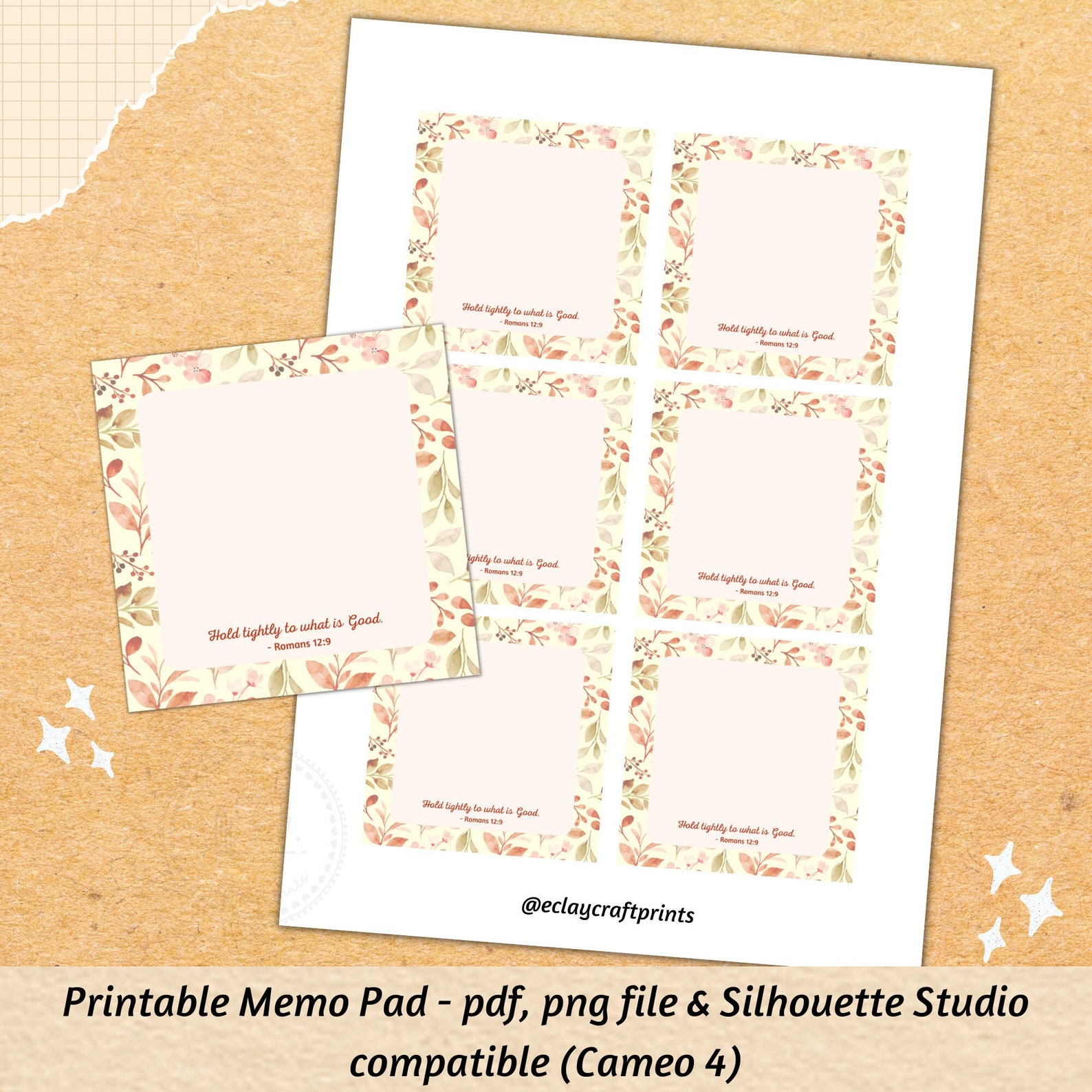 Printable Bible Verse Memo Pad Christian Notepad Template Digital ...