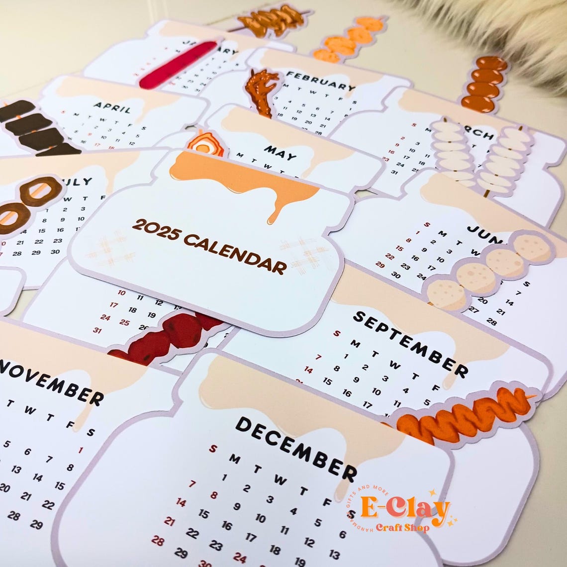 Printable Filipino Street Food 2025 Desk Calendar, Printable Calendar, Desk Calendar, PNG for ...