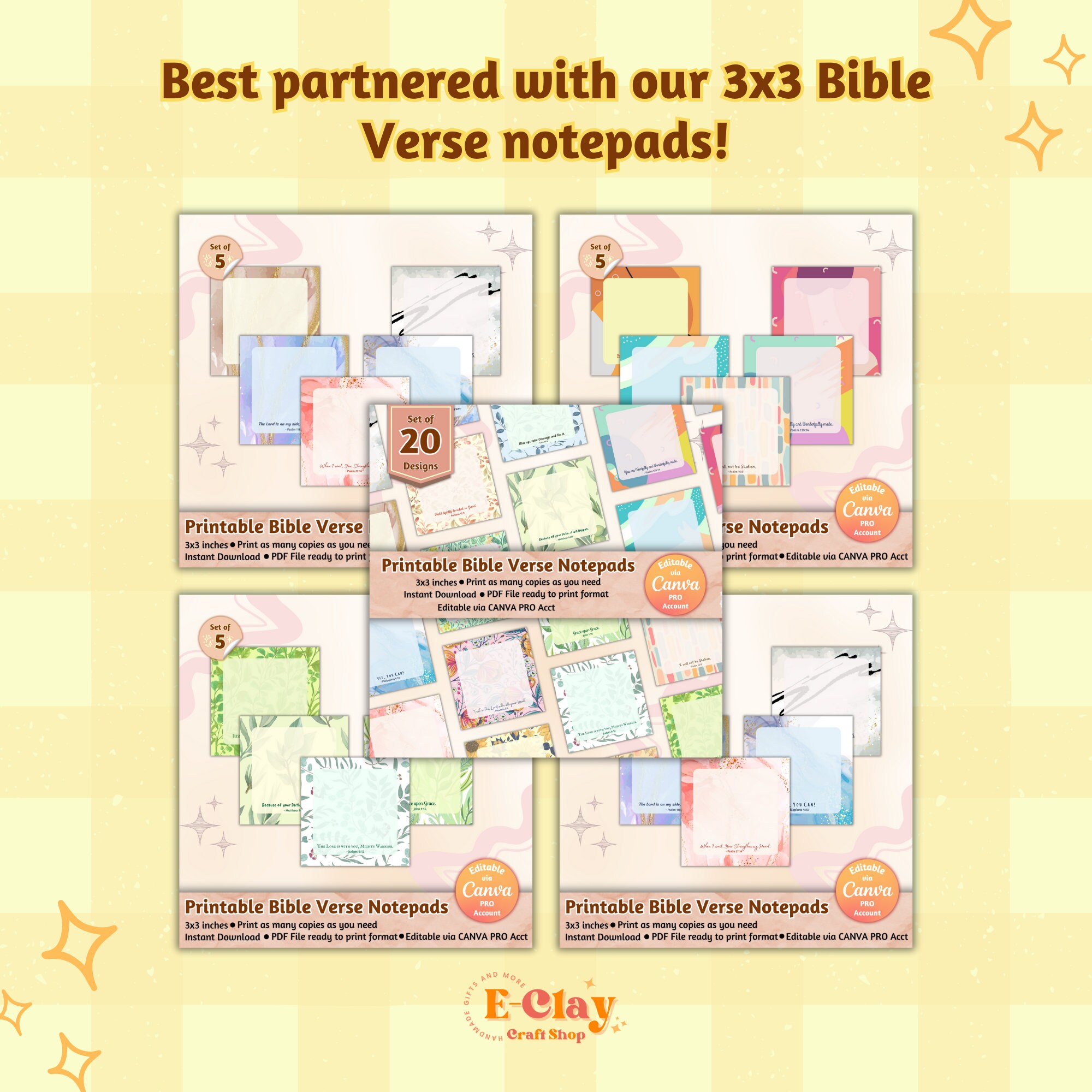 Printable Bible Verse Notepad, Lined and Unlined Stationery, Digital ...