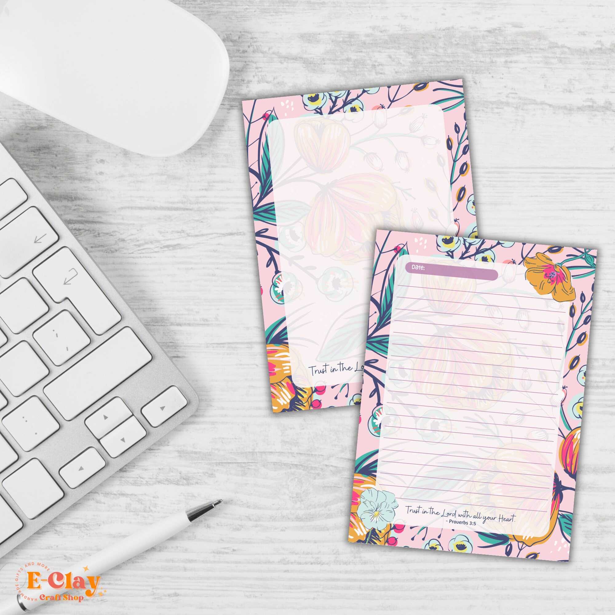 Printable Bible Verse Notepad, Lined and Unlined Stationery, Digital ...