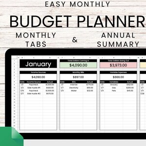 Easy Paycheck Monthly Budget Planner, Yearly Finance Tracker, Google ...