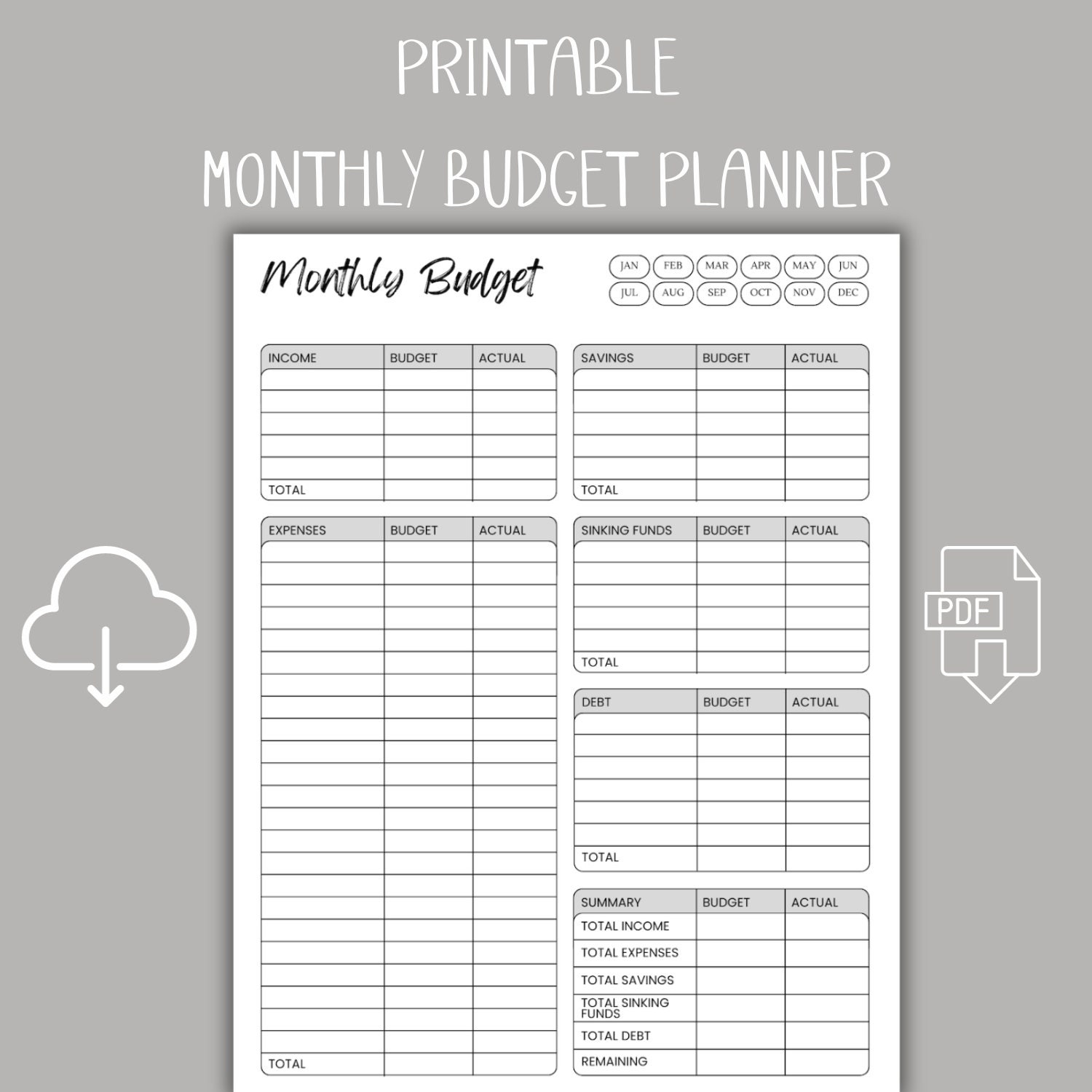 Free Printable Monthly Budget Sheets