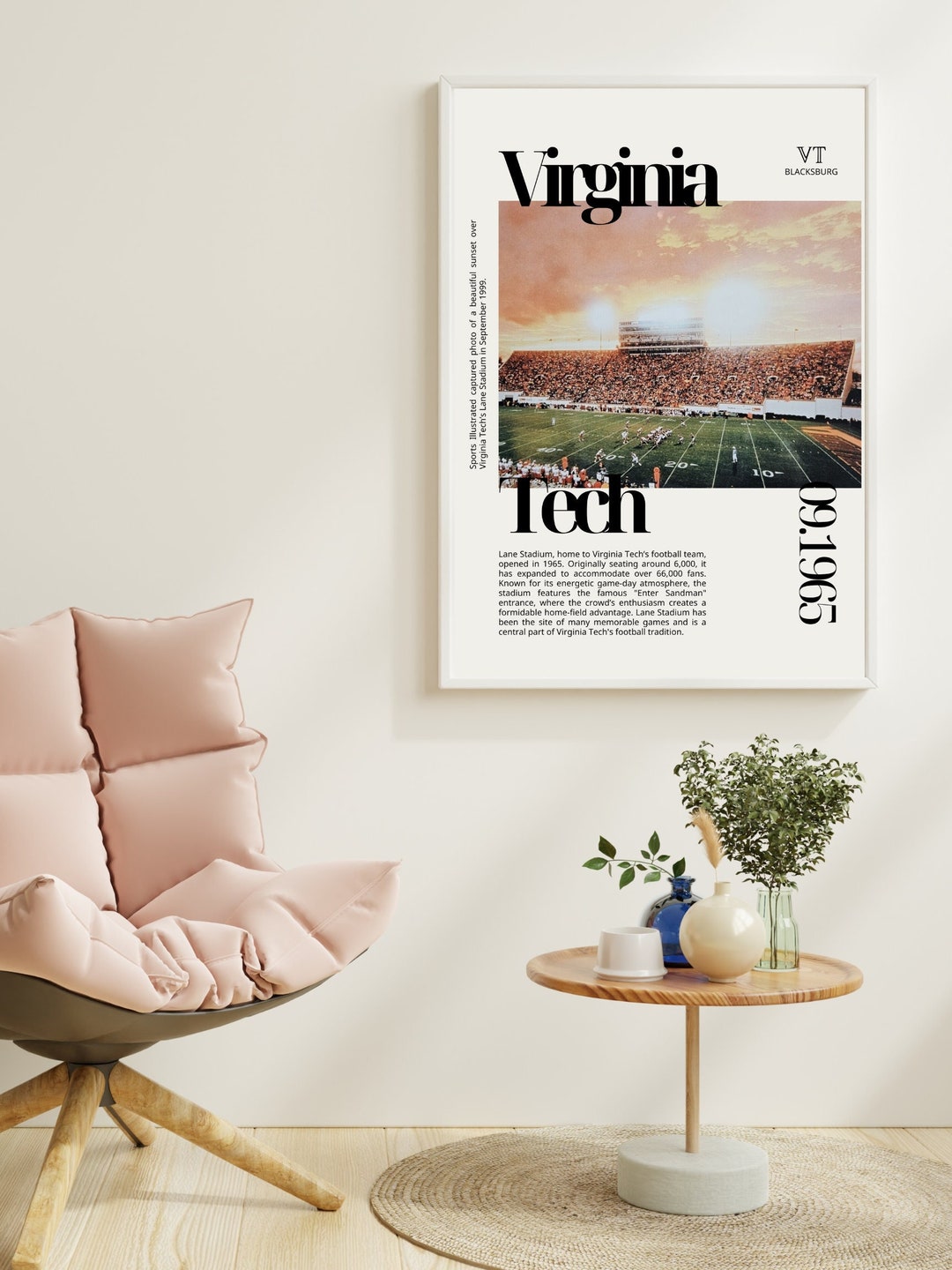 Virginia Tech Printable Wall Art | Lane Stadium | Vintage Sports ...
