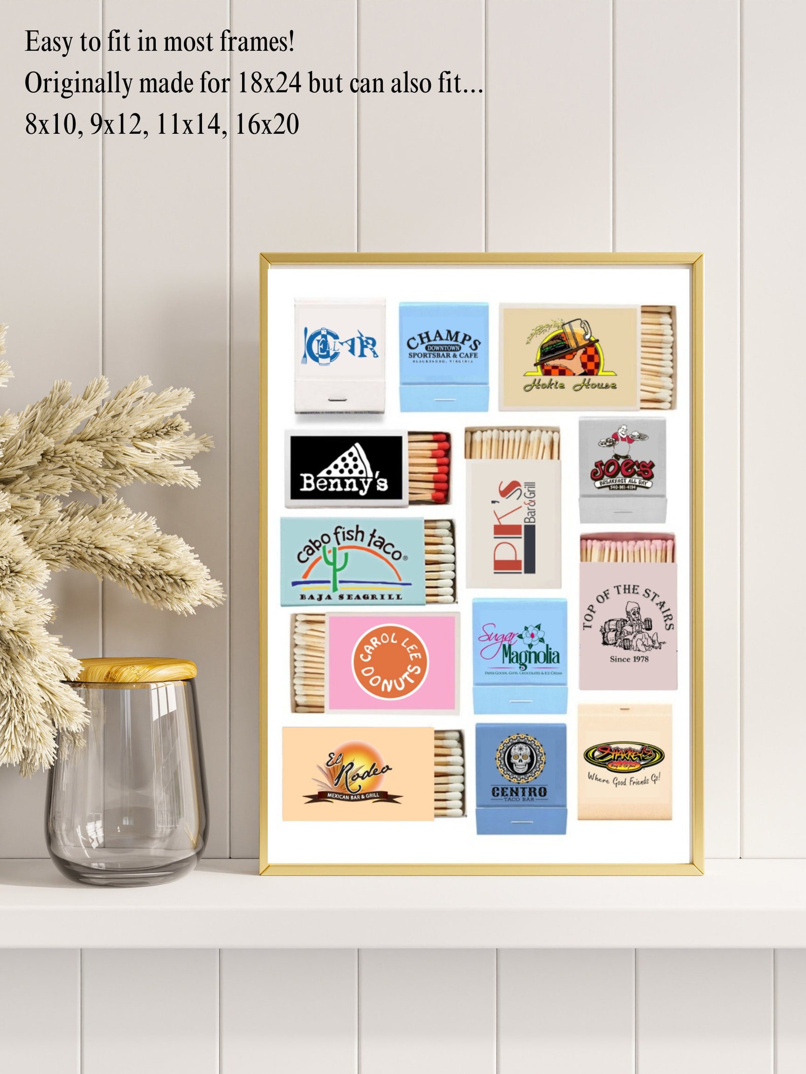 Virginia Tech Wall Art Matchboxes/ Blacksburg Matchbox Art, Local Bars/restaurants, Printable ...