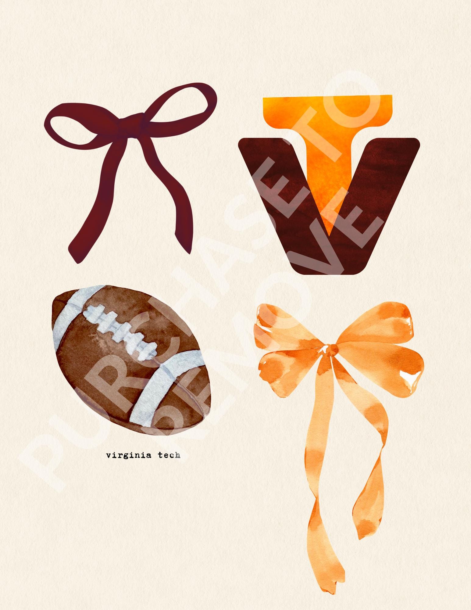 Virginia Tech Wall Art | Themed Watercolor Art Prints, Decor - Etsy