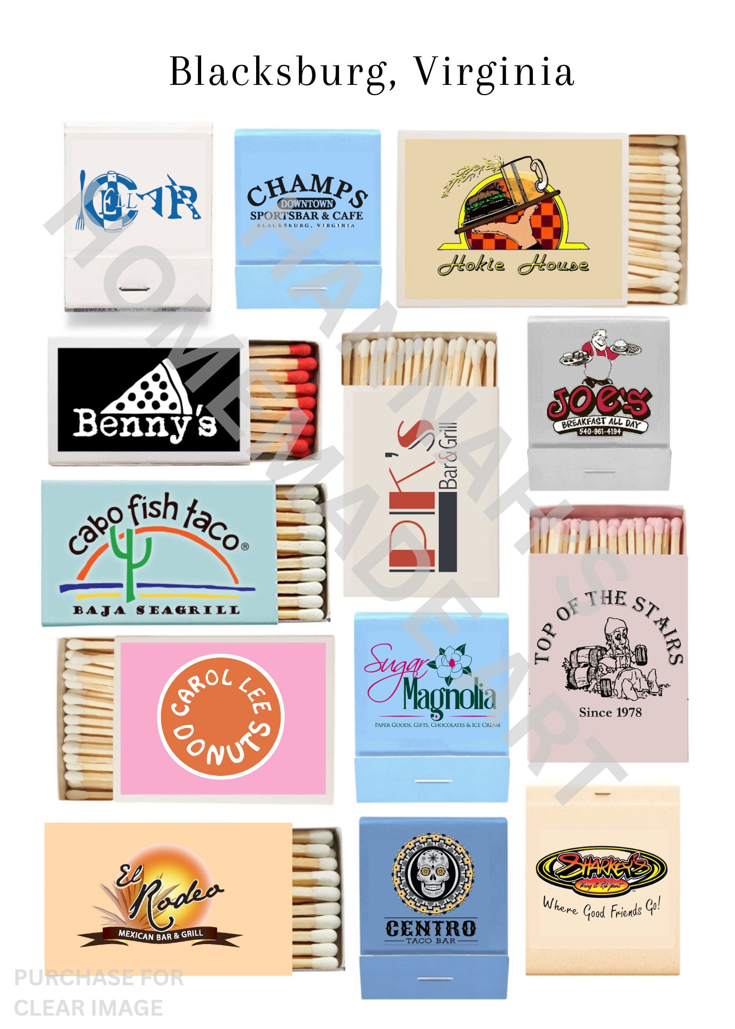 Virginia Tech Wall Art Matchboxes/ Blacksburg Matchbox Art, Local Bars ...