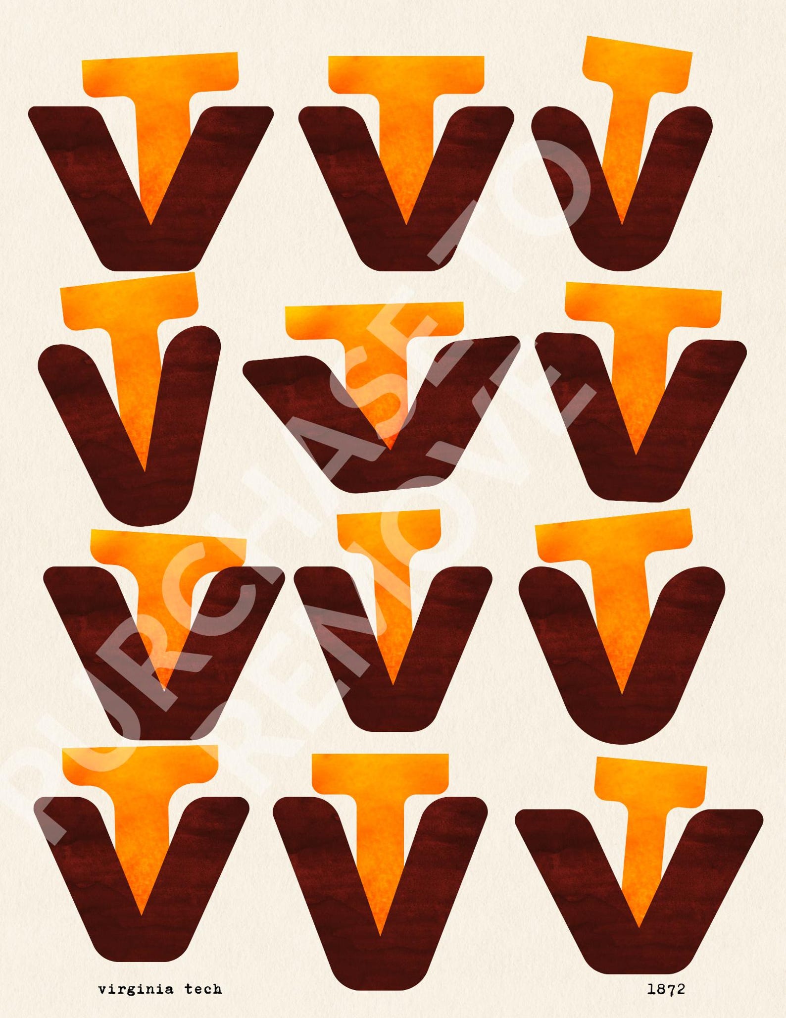 Virginia Tech Wall Art | Themed Watercolor Art Prints, Decor - Etsy