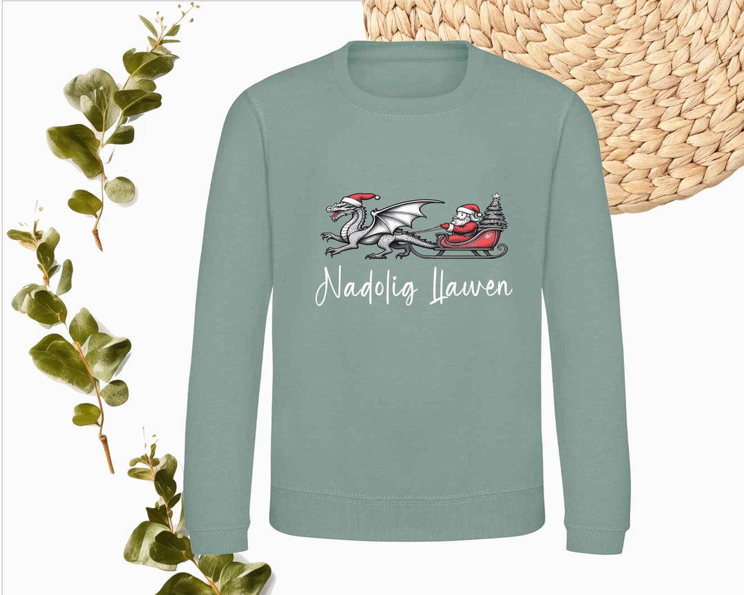 Nadolig Llawen Welsh Dragon Sleigh Santa Unisex Christmas Jumper Choice ...