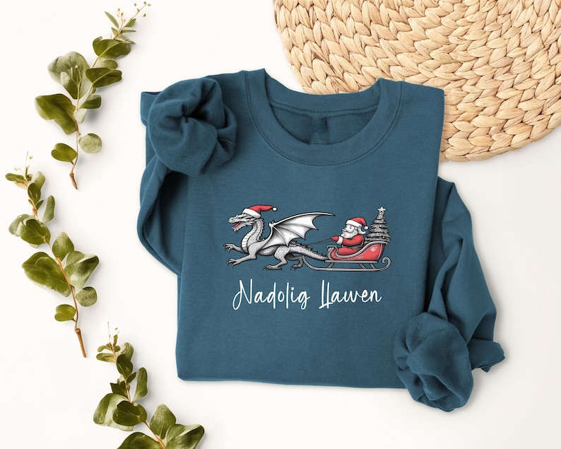 Nadolig Llawen Welsh Dragon Sleigh Santa Unisex Christmas Jumper Choice ...