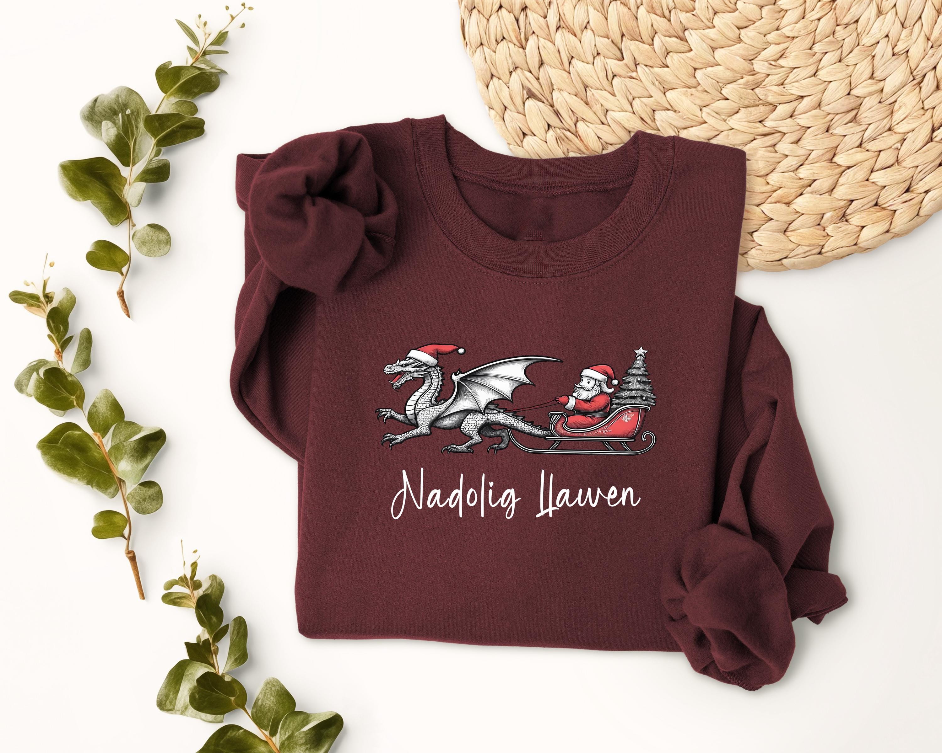 Nadolig Llawen Welsh Dragon Sleigh Santa Unisex Christmas Jumper Choice ...