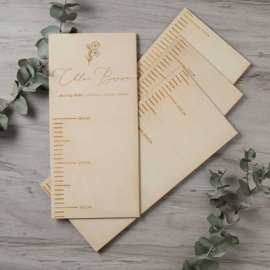 Timber Ruler Height Chart - Floral Birth Details - Etsy