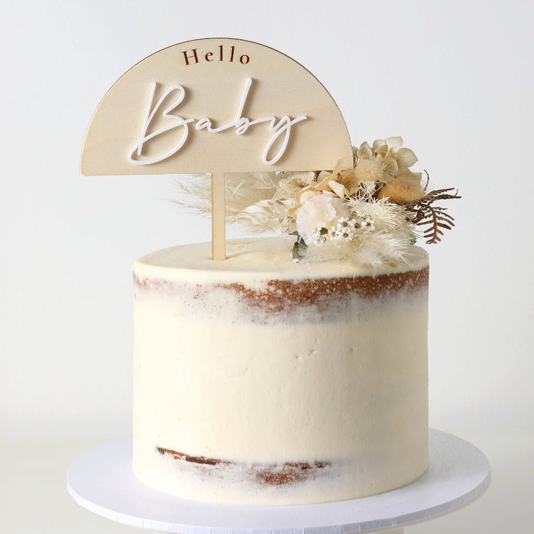 Hello Baby Wooden Cake Topper - Etsy