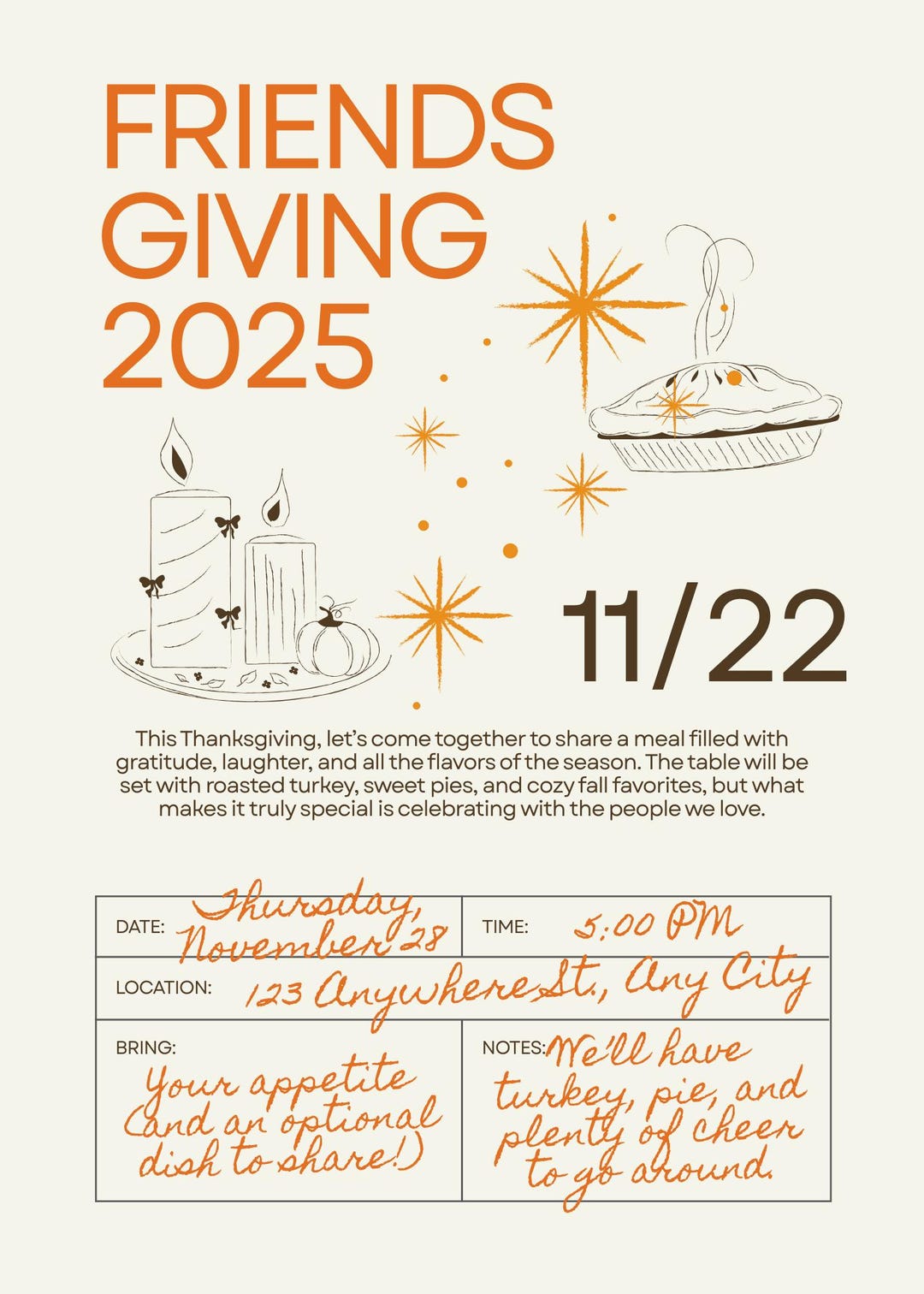 Custom Friendsgiving Digital Download • Personalized PDF • Editable ...